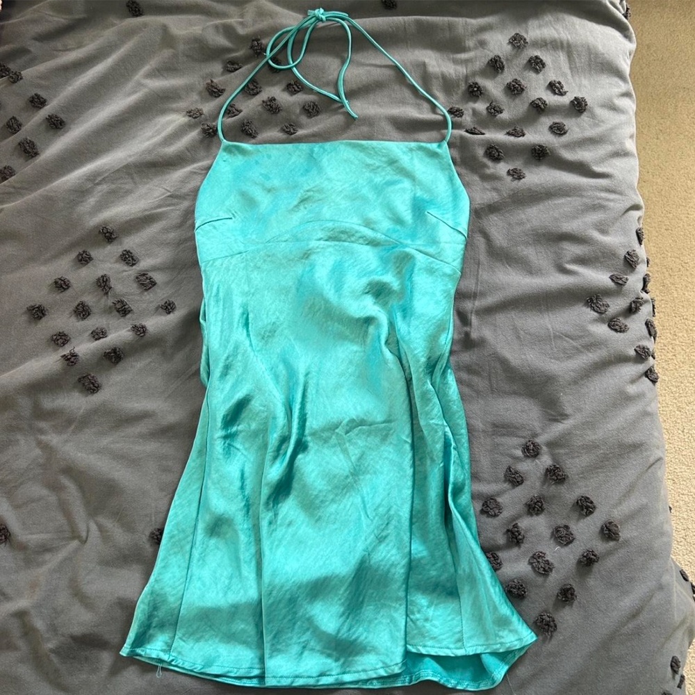 Hello Molly Teal Silk Mini Dress - Gem